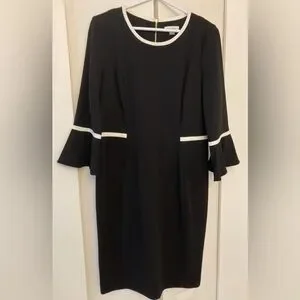 Calvin Klein | Dresses | Classic Calvin Klein Black Dress With White ...